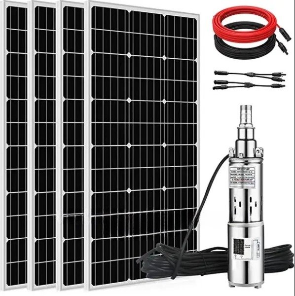 110m dc solar submersible water pump complete kit with panels - Juval ...
